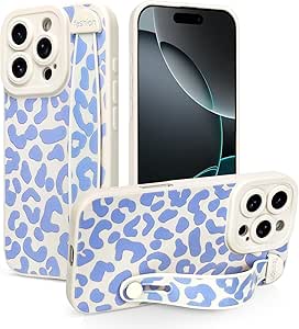 Amazon.com: Jefonha Silicone Case for iPhone 16 Pro with Finger Hand Wrist Strap Kickstand ...