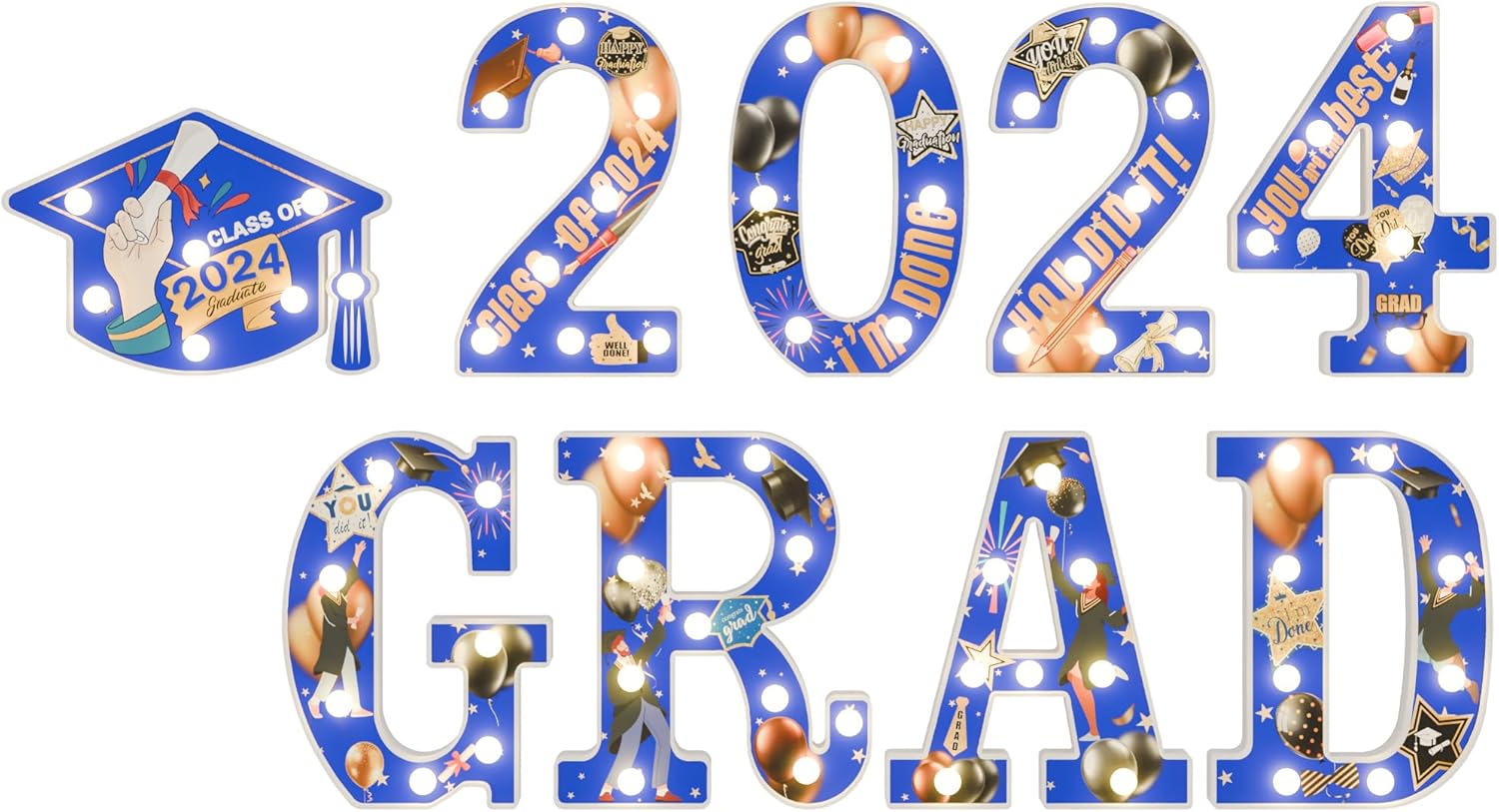 Decoraciones para fiesta de graduación 2024-8 letras LED largas ...