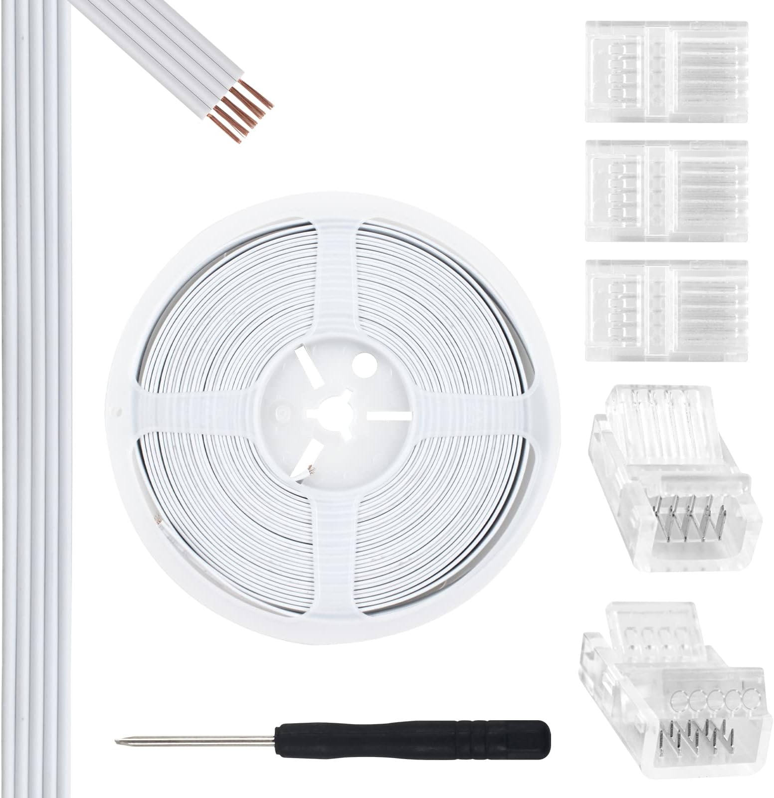 FSJEE 12MM 5PIN RGBW LED Strip Connector Kit with 16.4FT Extension ...