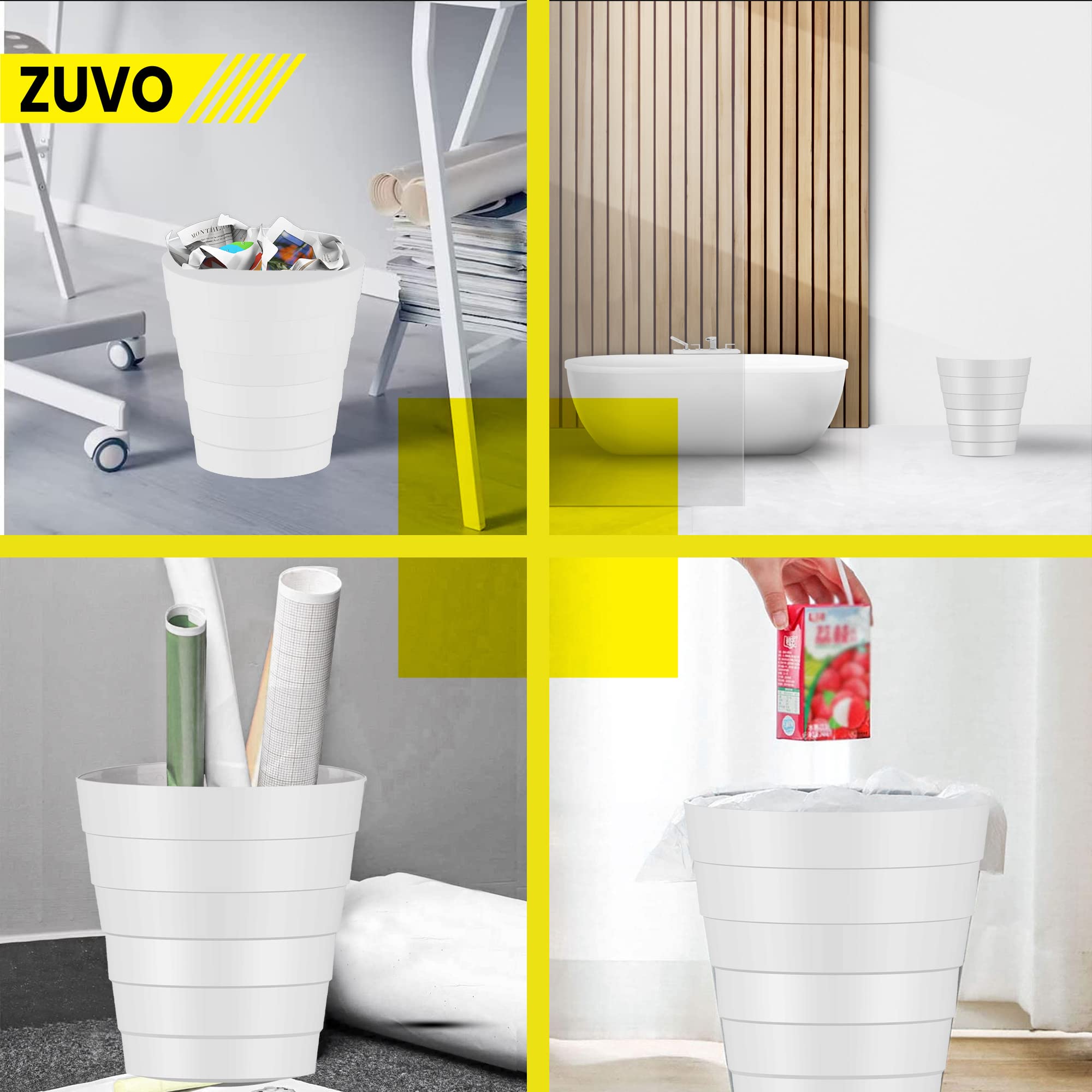 Snapklik.com : Zuvo Plastic Paper Bin 8L - Shatter-Proof Waste Basket ...