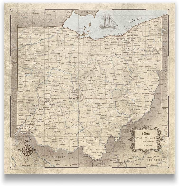 Amazon.com - Push Pin Ohio Map Board - With Push Pins to Mark Ohio ...