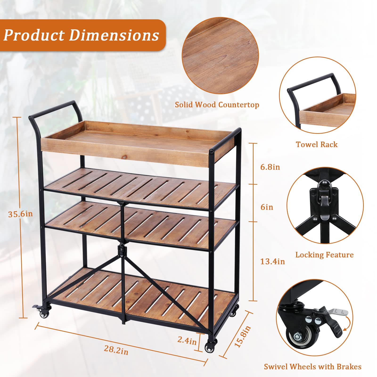 Snapklik.com : Vipush Kitchen Serving Cart, 4-Tier Kitchen Utility Cart ...