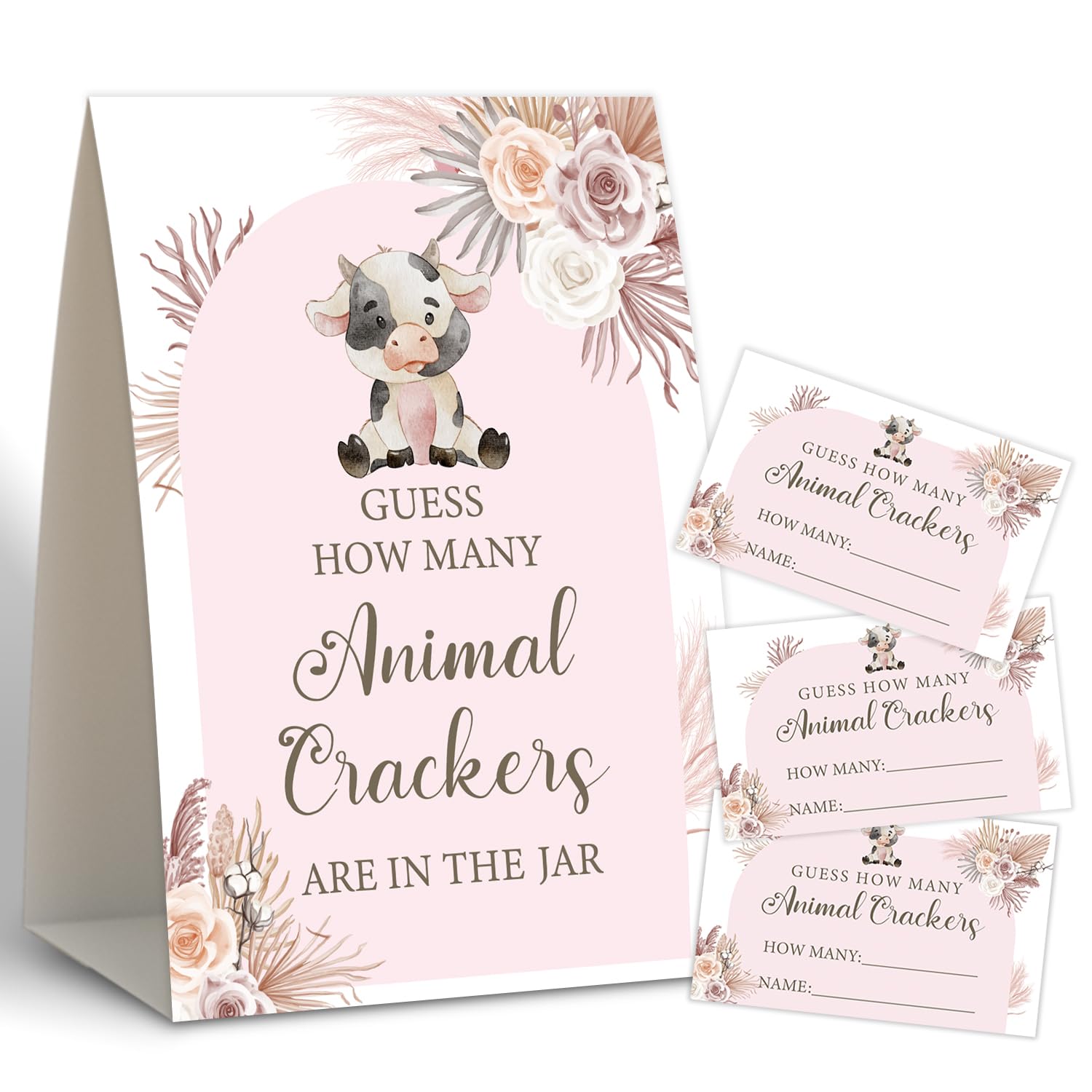 Amazon.com: Boho Cow Baby Shower Games,Guess How Many Animal Crackers ...