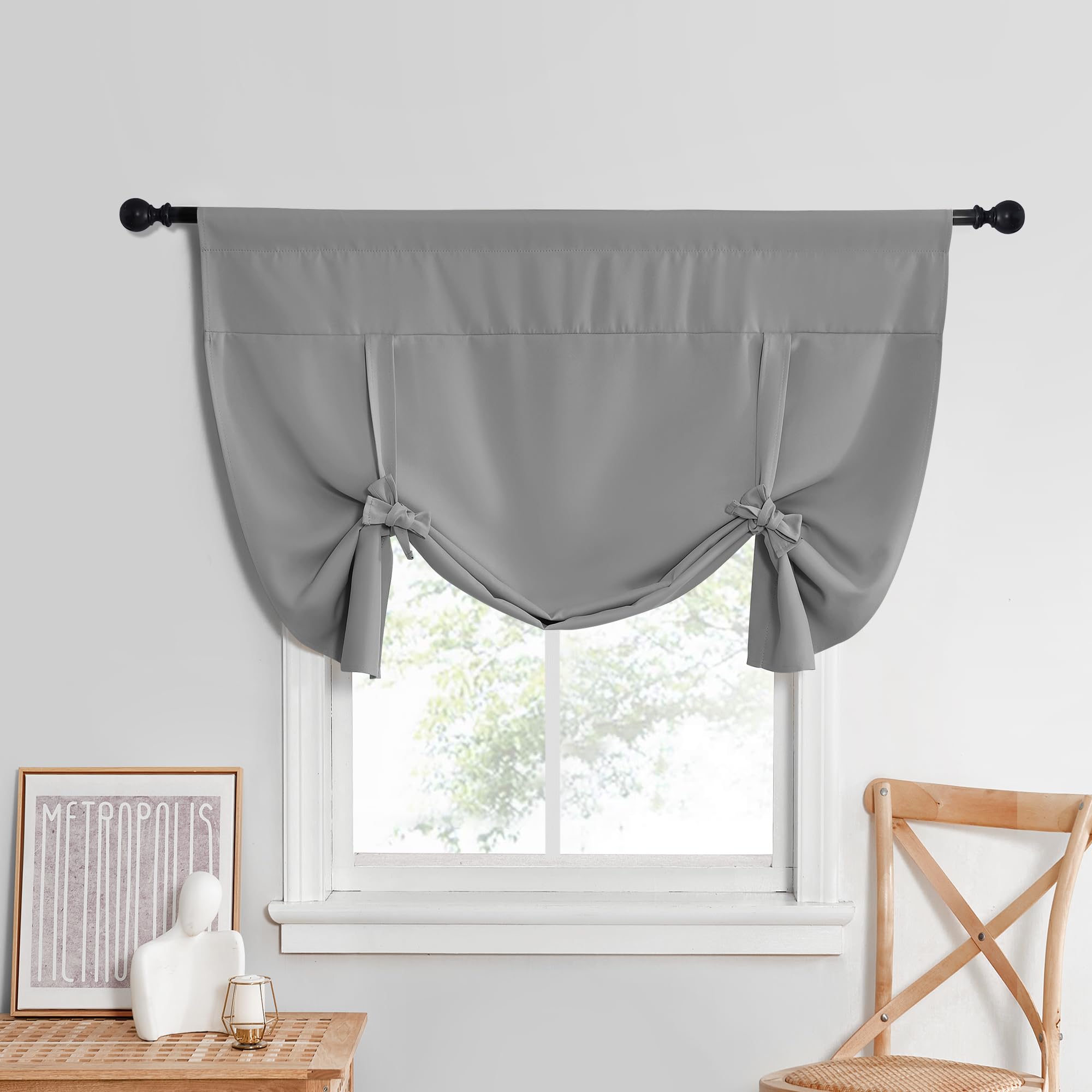 Amazon.com: NICETOWN Tie Up Curtains for Kitchen Windows Roll Up ...