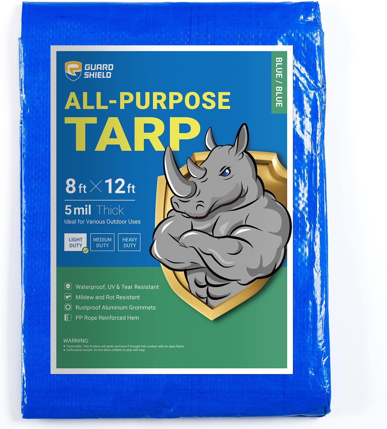 GUARD SHIELD Tarp Blue 8x12 Feet Multi Purpose Waterproof Poly Tarp ...