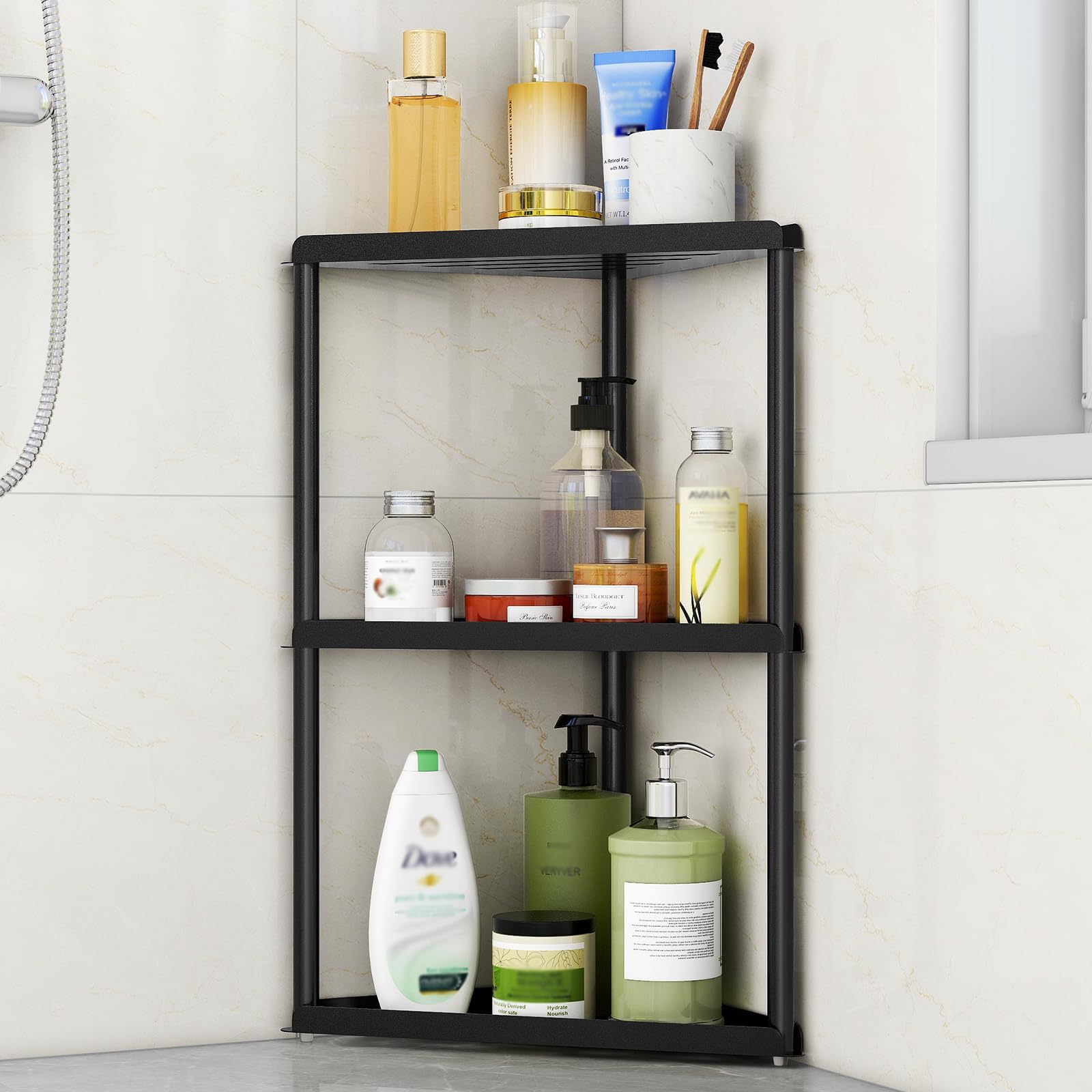 Amazon.com: Bethom Corner Shower Caddy Standing, 3 Tier Shower ...