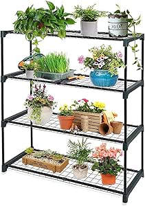 STOREX 4 Tier Greenhouse Staging and Shelving Racks | Free Standing ...