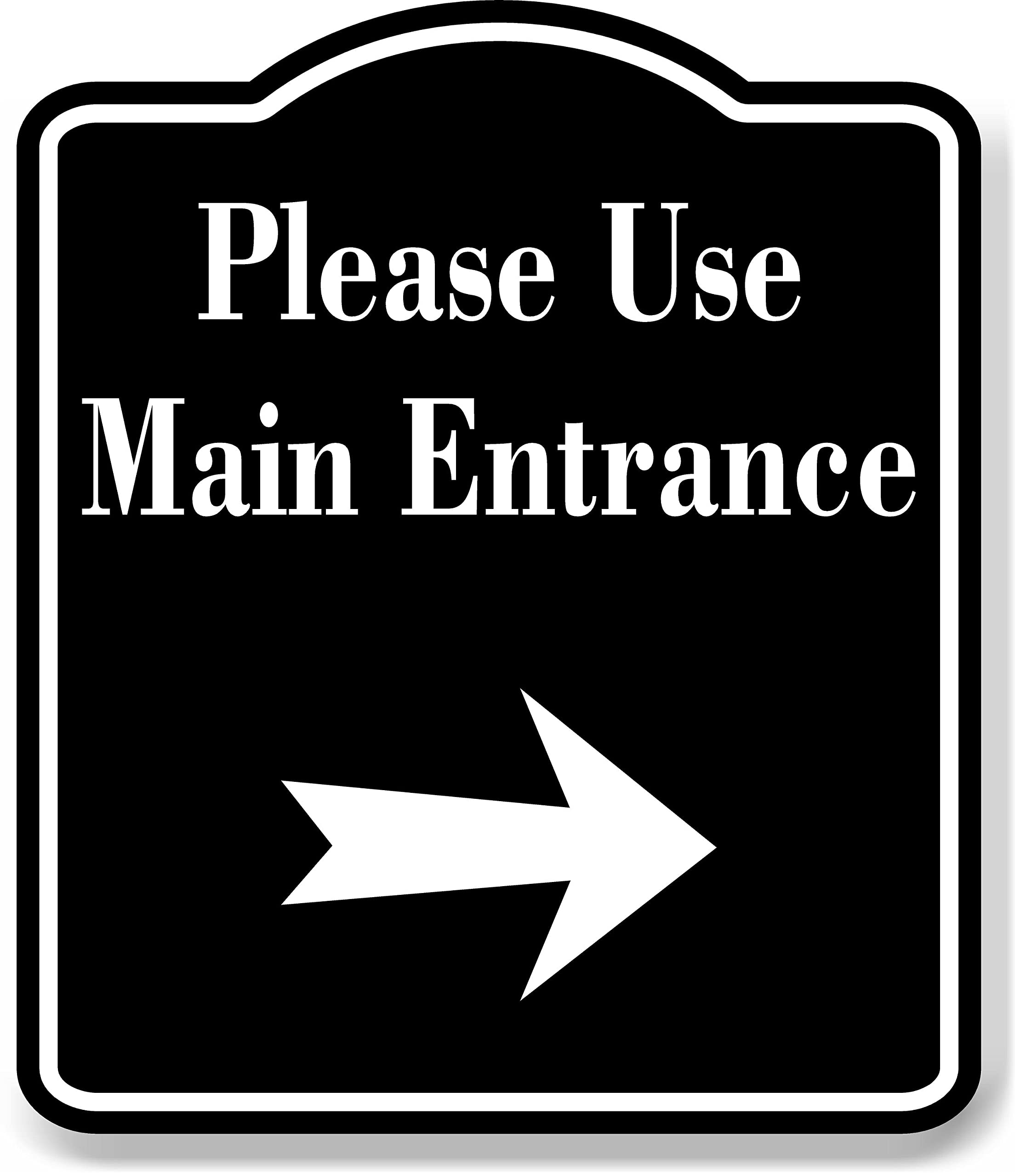 Amazon.com: Please Use Main Entrance Right Arrow BLACK Aluminum ...