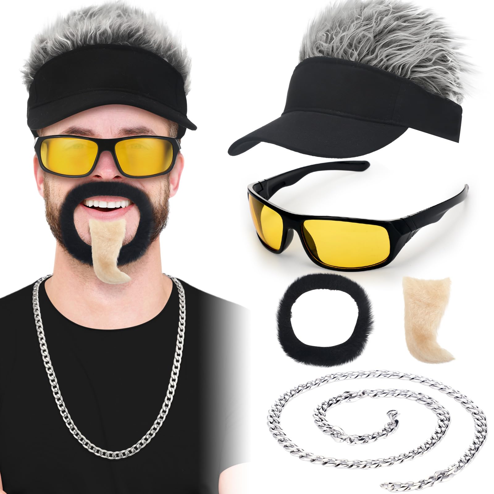 Amazon.com: Ramede 4 Pcs Halloween Hair Fake Hat Celebrity Chef Funny ...