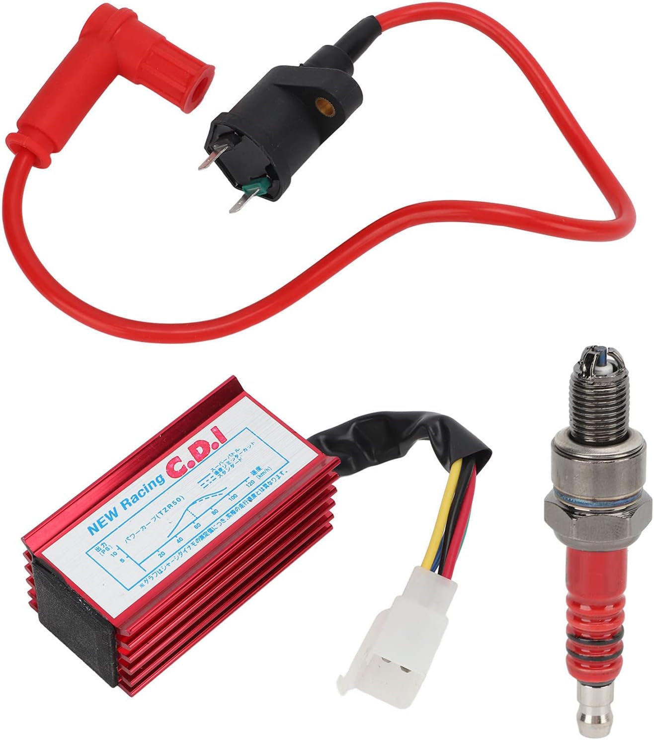 Aramox Ignition Coil CDI Box Kit,Racing Ignition Coil Aluminum 5 Pin AC ...