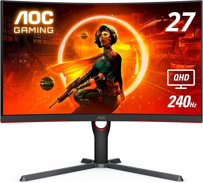 AOC 27 Inch CQ27G3Z QHD Curved Gaming Monitor, Black/Red: Monitors ...