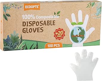 Amazon.com: ECOOPTS 100% Compostable Kitchen Gloves Large Disposable Eco-friendly Cooking Gloves ...