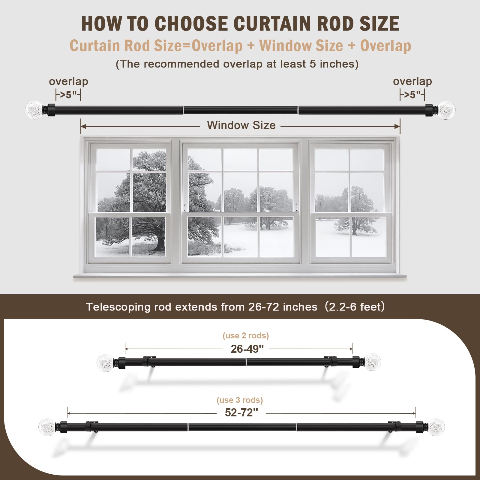 Lepushom Curtain Rods for Windows 36 to 72 Inch?3-6 Feet?, 1 Inch ...