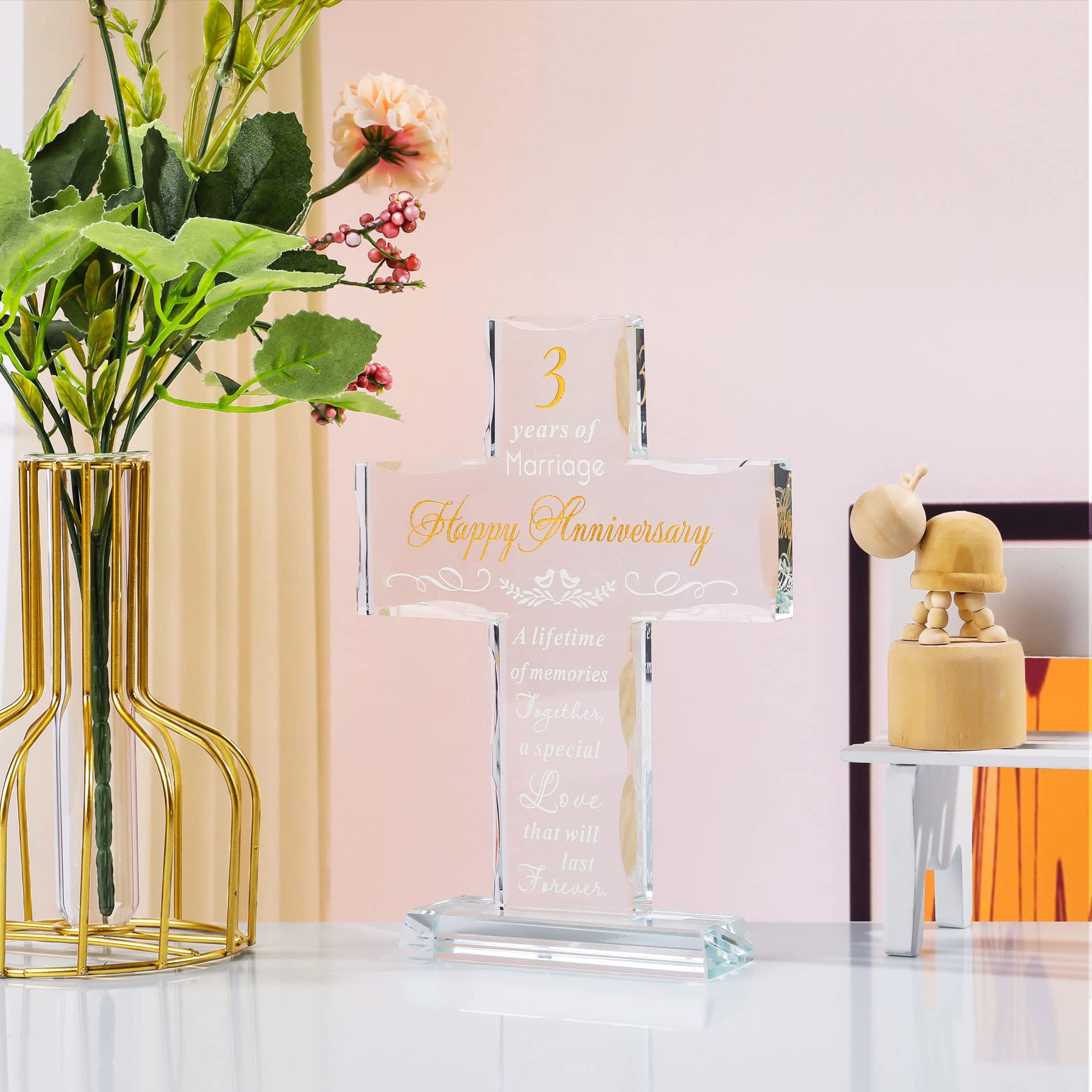 Snapklik.com : 3 Years Anniversary Cross Gifts For Him Her, 3rd Wedding ...