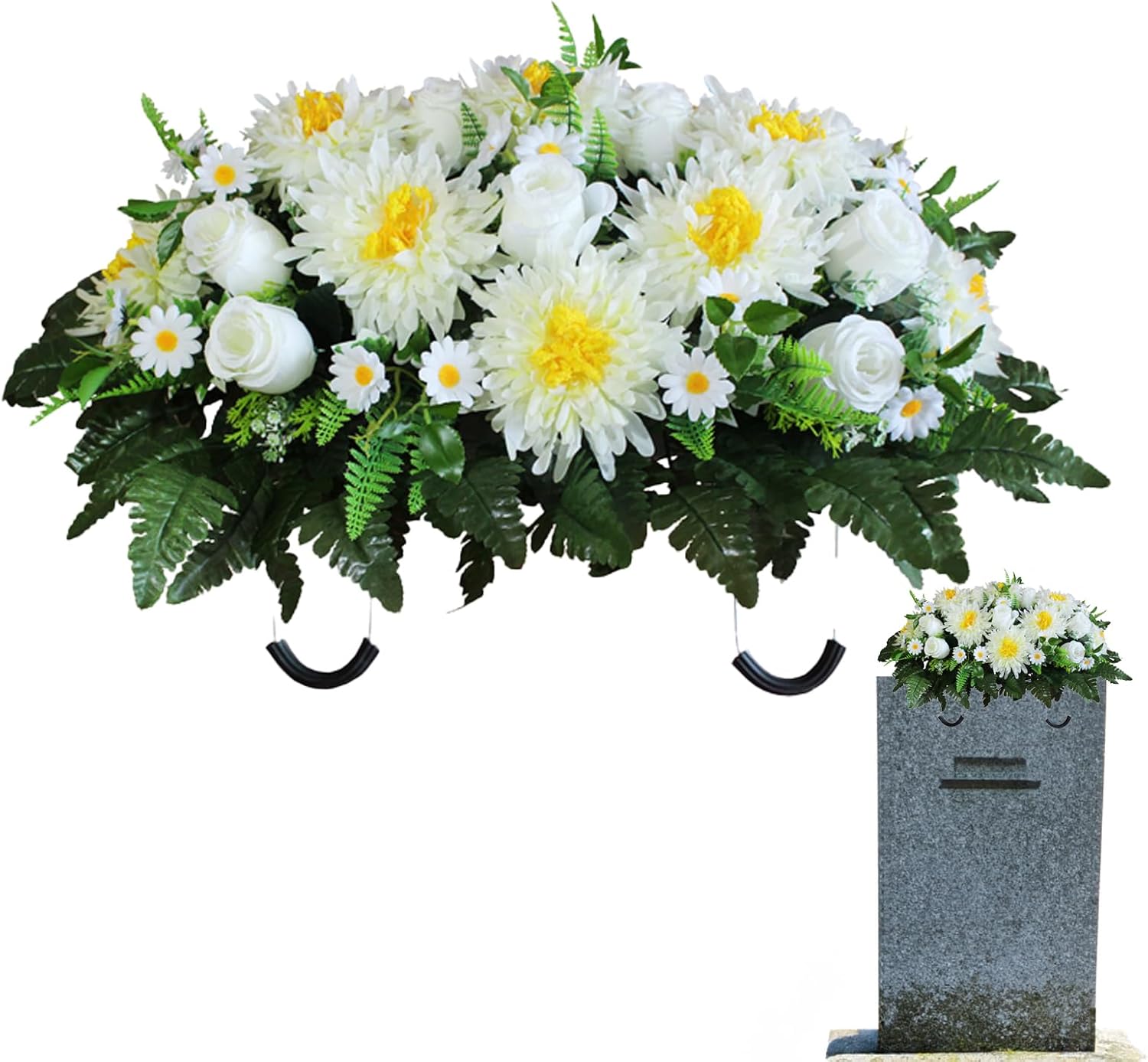 Cemetery Flowers - Outdoor Grave Decorations Cemetery Headstone Saddle ...