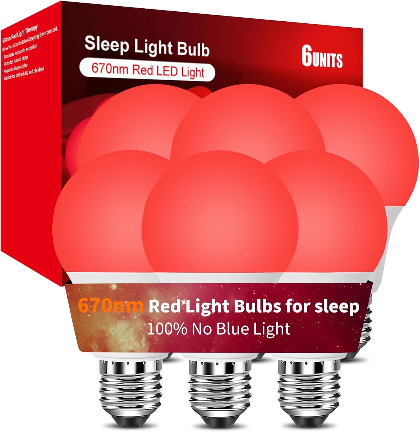 Amazon.com: Aogled Red Light Bulbs for Sleep 9W,Red Night Light,670nm ...