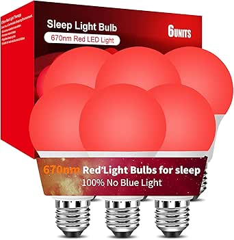 Amazon.com: Aogled Red Light Bulbs for Sleep 9W,Red Night Light,670nm ...