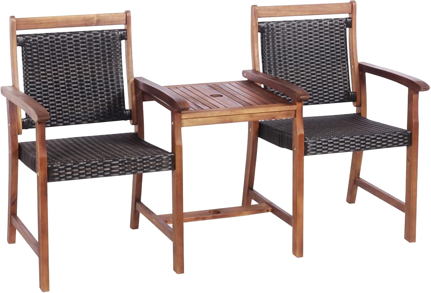 RELAX4LIFE 3PCS Garden Furniture Set, Outdoor 2-Seater Garden Loveseat ...