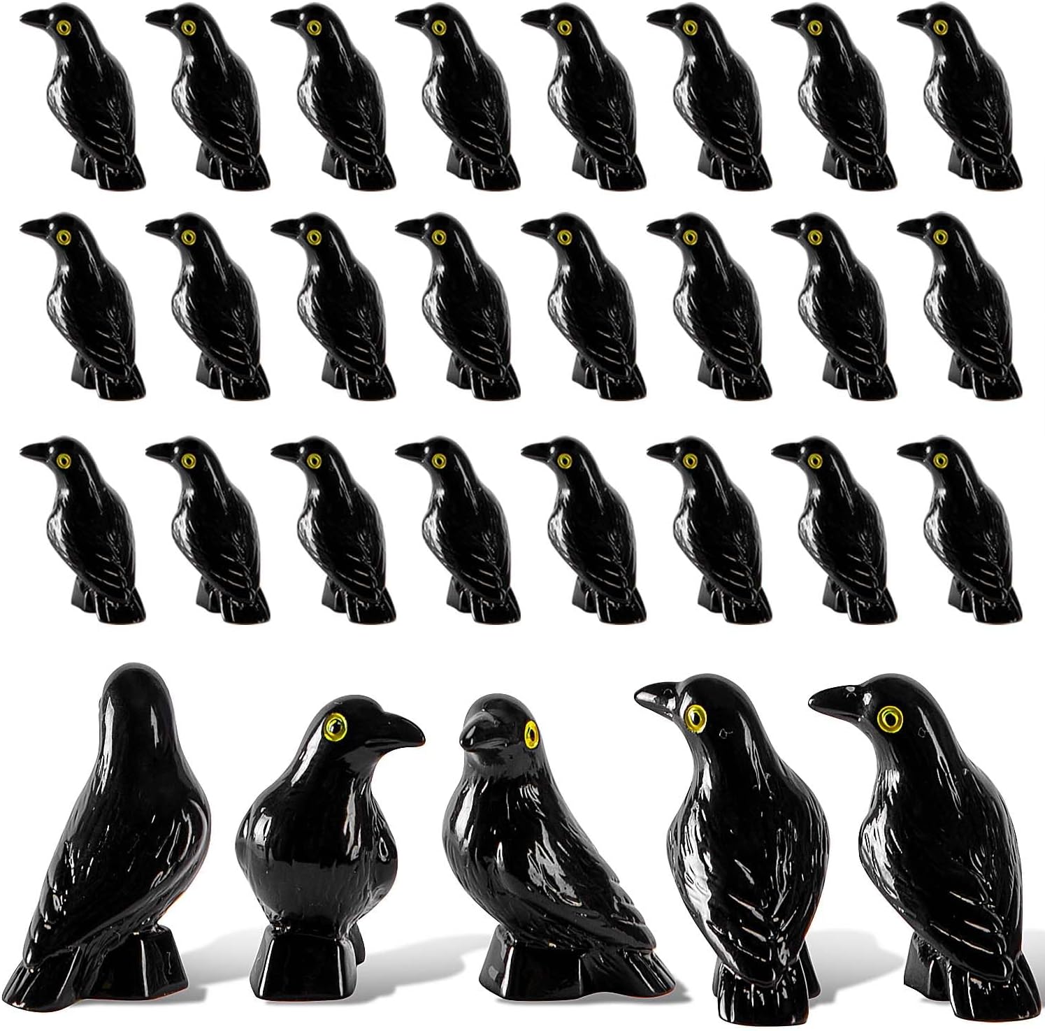 Amazon.com: Watayo 30 Pcs Mini Resin Crow Figurines, Halloween ...