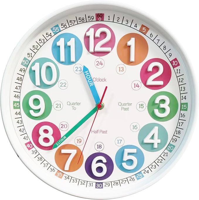 Amazon.com: SYOYUEX Learning Time Clock for Kids,12 Inch 3D Numbers ...