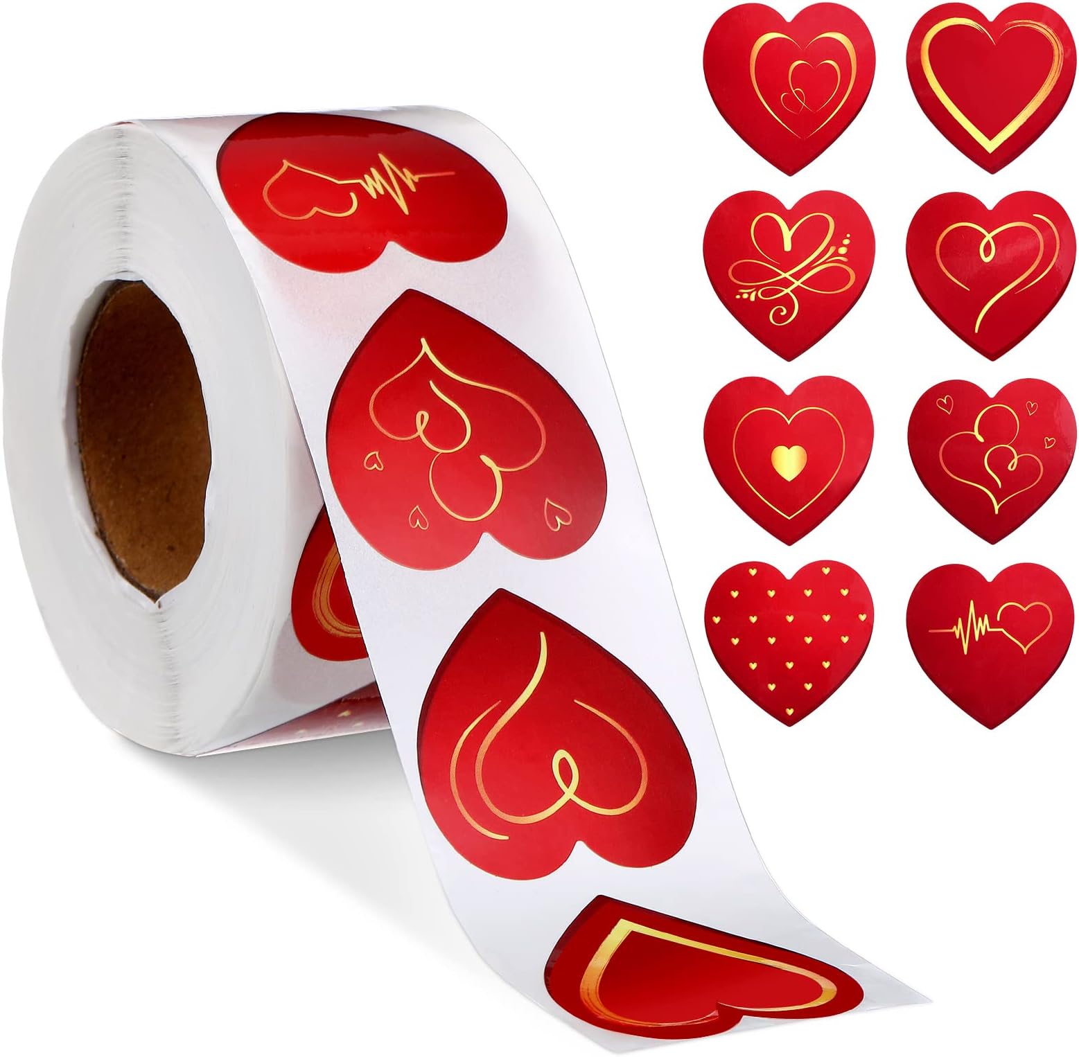 Amazon.com: Dreecy Red Heart Roll Stickers, 1000 Pieces, Premium Paper ...