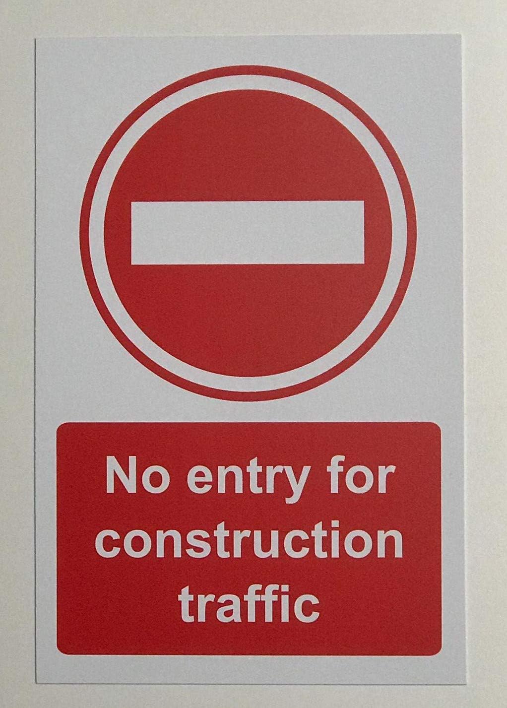 No entry for construction traffic Safety sign - 1.2mm Rigid plastic ...