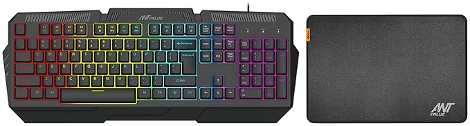 Ant Value GK1001 Wired Membrane Gaming Keyboard with Backlit 7-Color ...