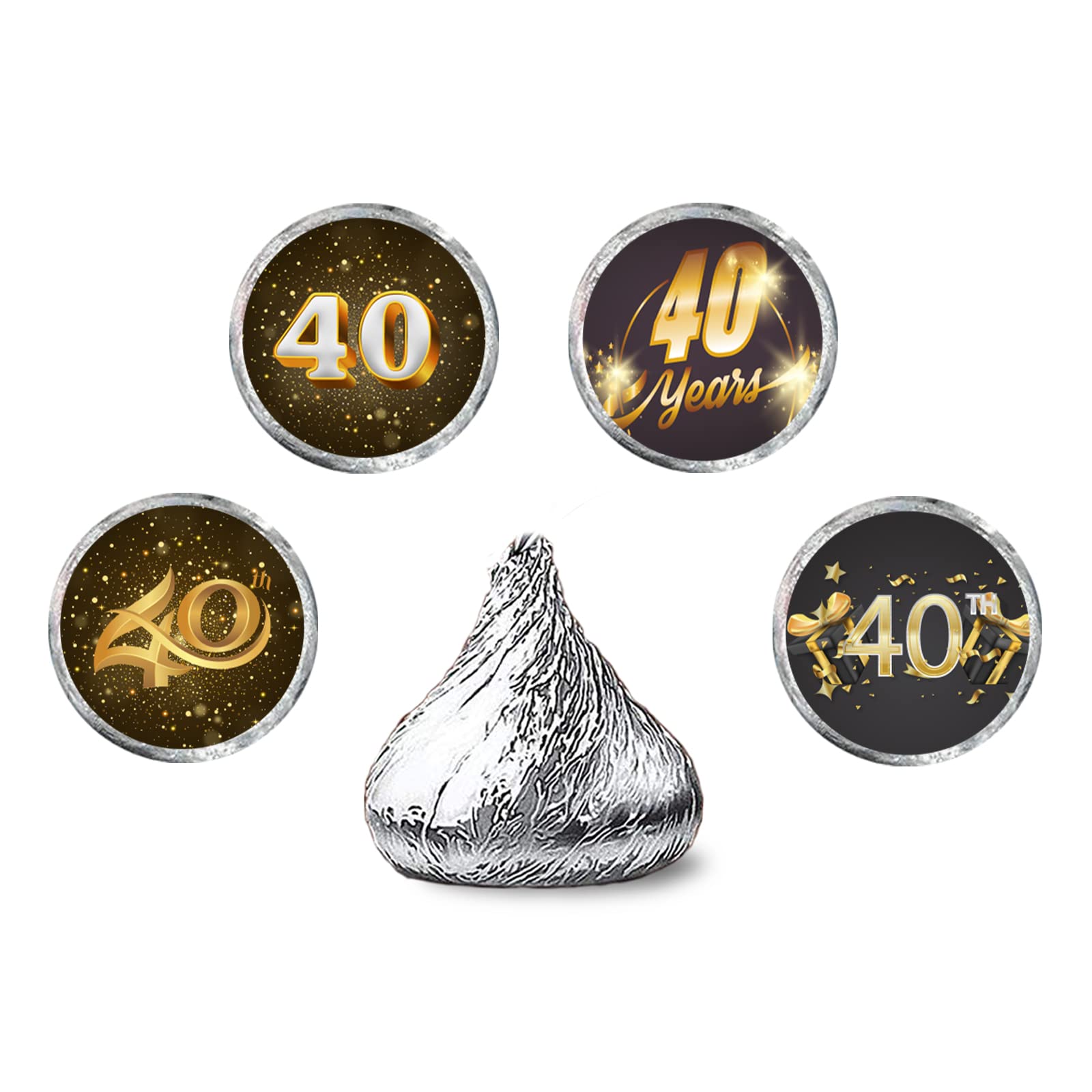 Amazon.com: 40th Birthday Round Candy Sticker - Cheers 40, Happy 40th ...