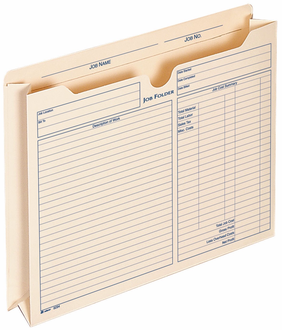 Adams 2 Inch Expanding Job Folder, 9.5 x 11.75 Inches, Manila, 15 per ...