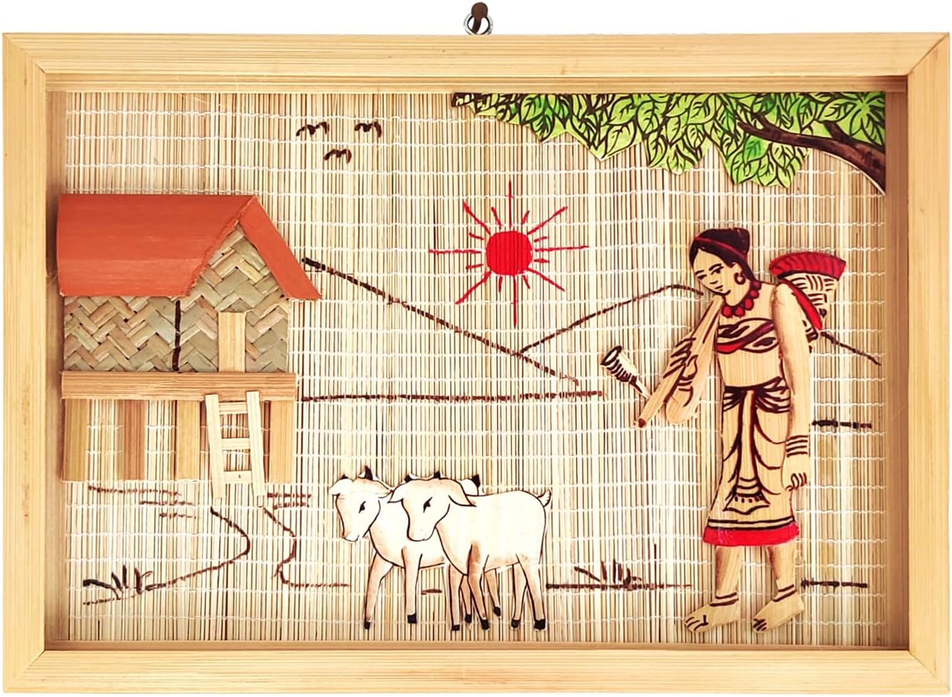 Vinca Art Tribal Lady Hut Painting - Handcrafted Village Life Wall Art ...