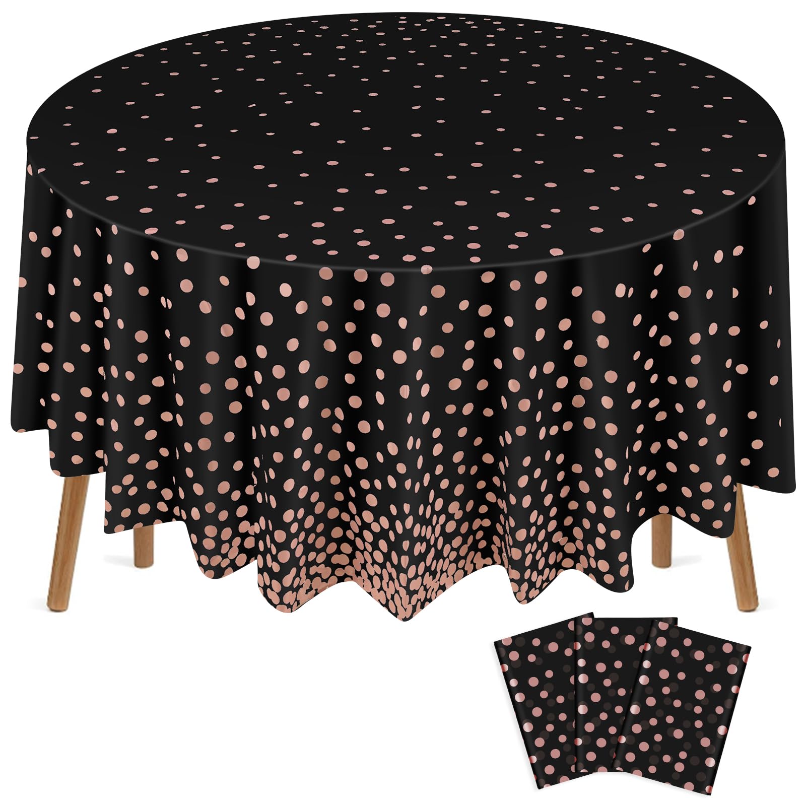 Snapklik.com : Newwiee 3 Pcs Round Dot Tablecloth 84 Inch Plastic Table ...
