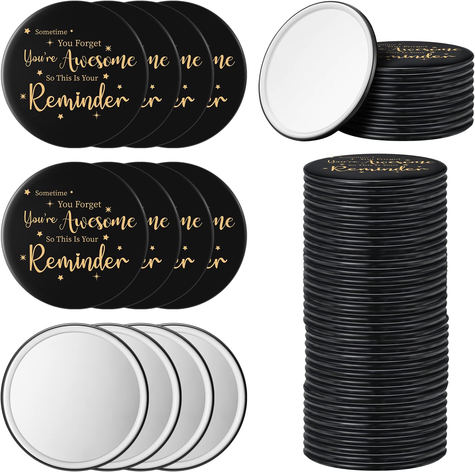 Amazon.com: Hoolerry 24 Pcs Inspirational Compact Mirror Round Portable ...