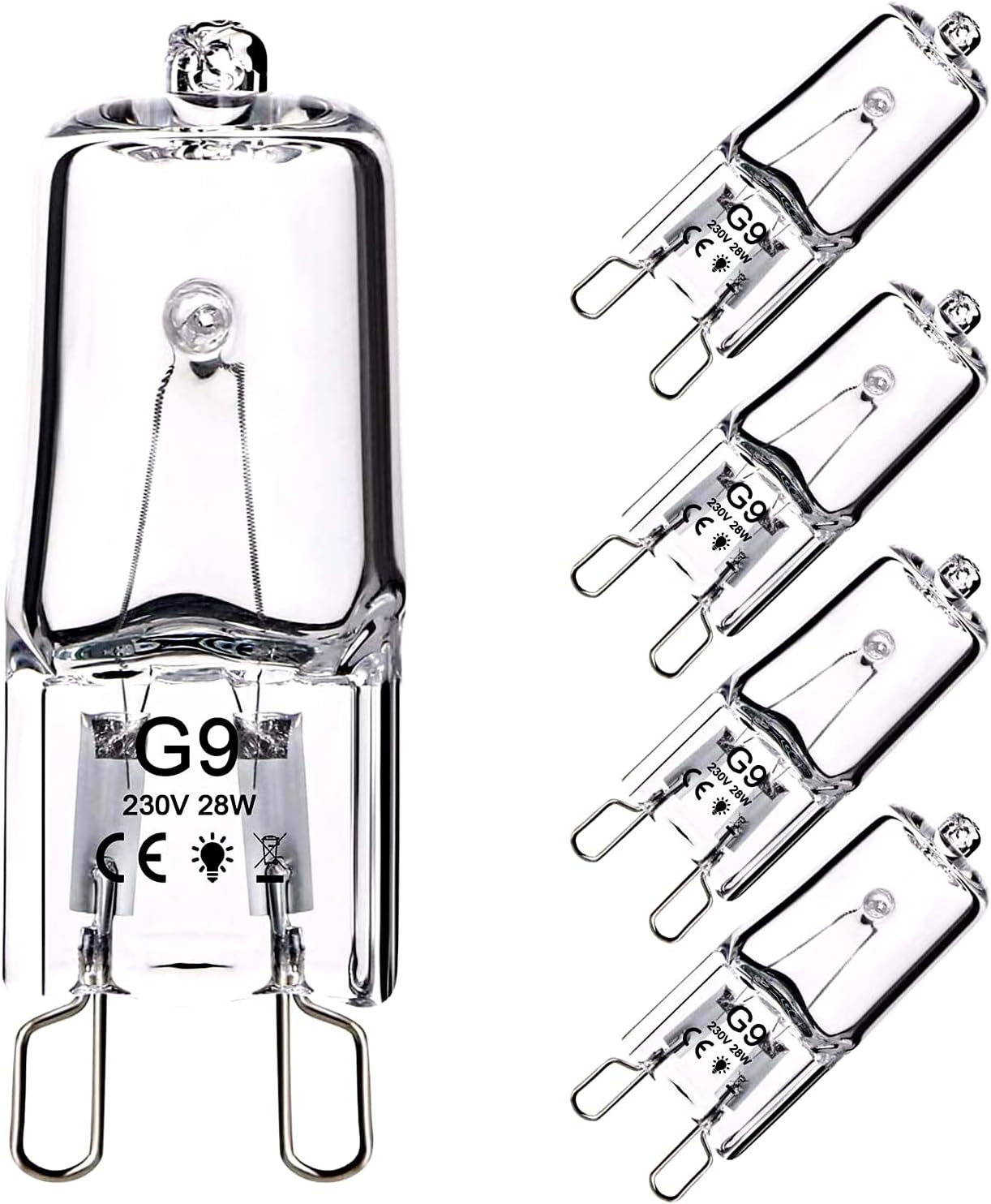 5 x Opus G9 28w = 40w 240v Clear Long Life Eco Halogen Dimmable Light ...