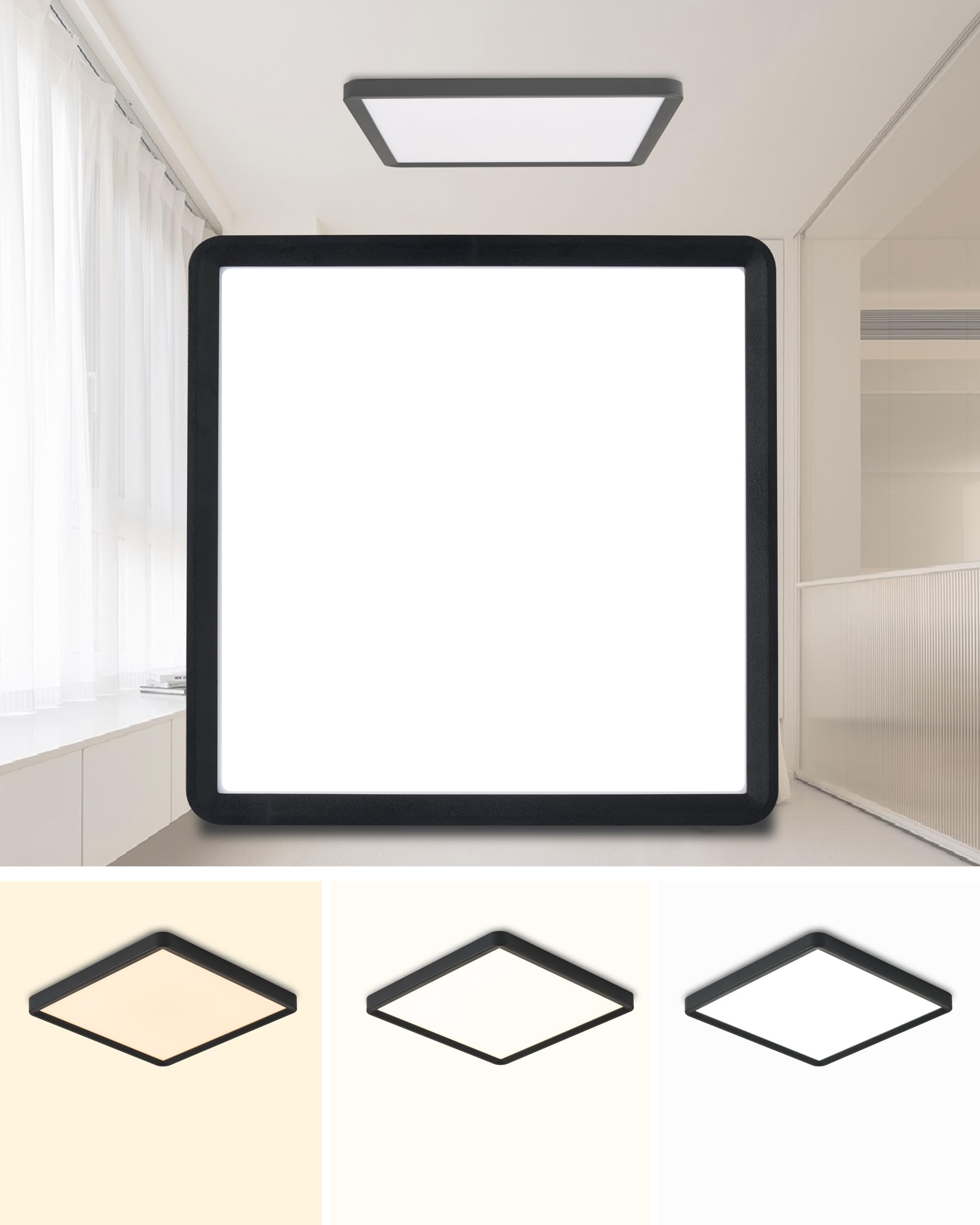 Square Led Flush Mount Ceiling Light,16 Inch 40w 4000lm led Light 3000k ...