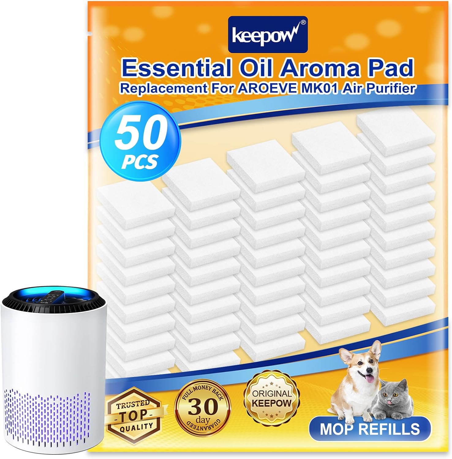 Amazon.com: KEEPOW 50 Pack Aroma Pads Replacement Fit for AROEVE MK01 ...