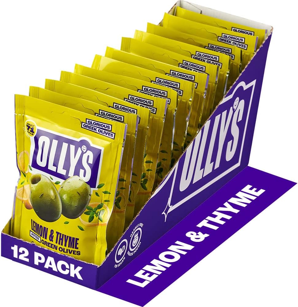 Olly's Olives, Lemon & Thyme, 50g (Pack of 12), 100% Natural ...