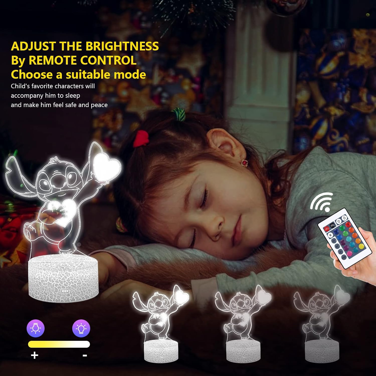 5 in 1 Set 3D Stitch Night Light, Lilo and Stitch Lamp, 16 Color Change ...