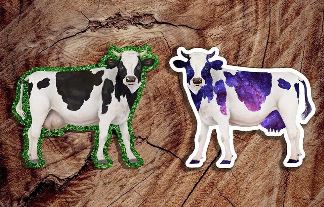 Amazon.com - Cow with Grass Border OR Holographic Vinyl Sticker Decal ...