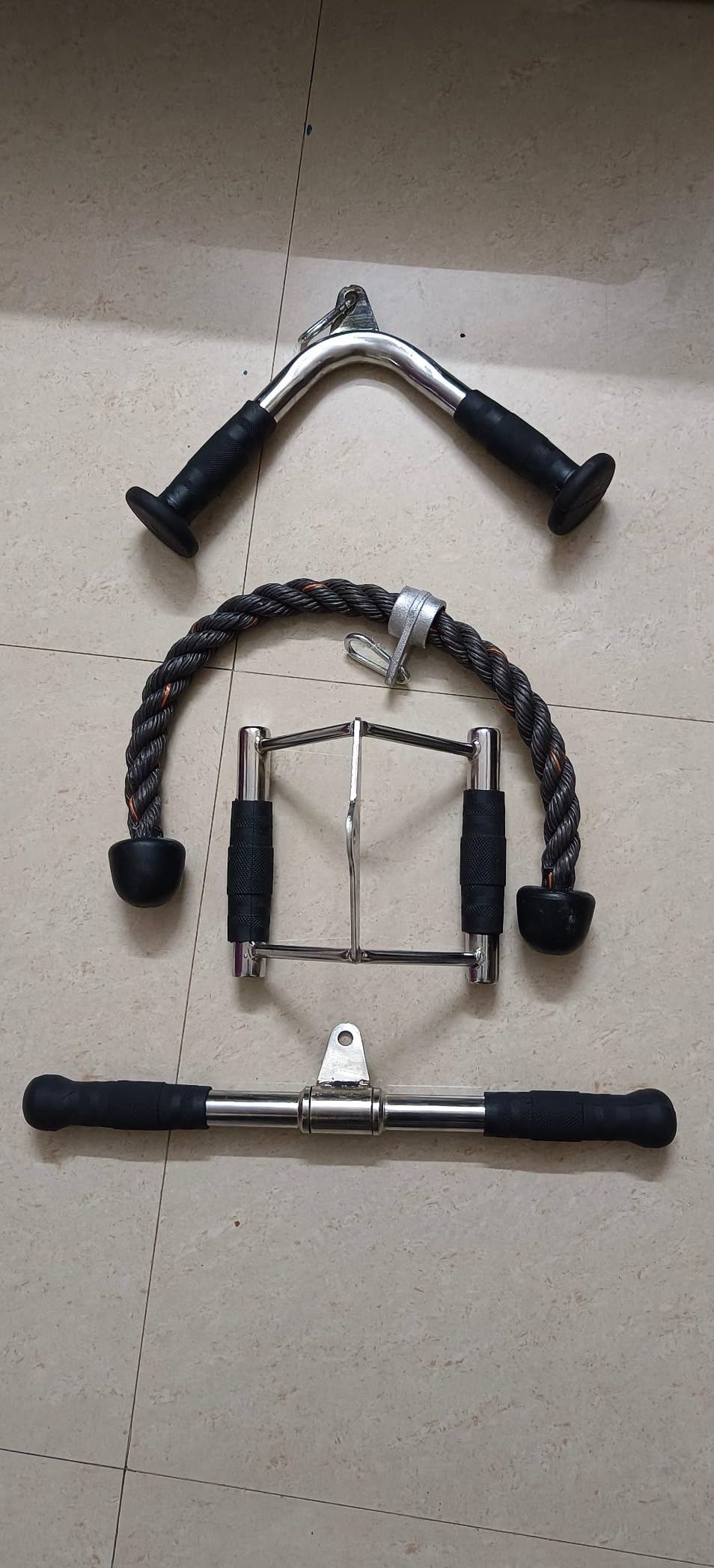 FITRXX Alloy Steel Fitness Cable Attachment Combo: Rowing Handle, V ...