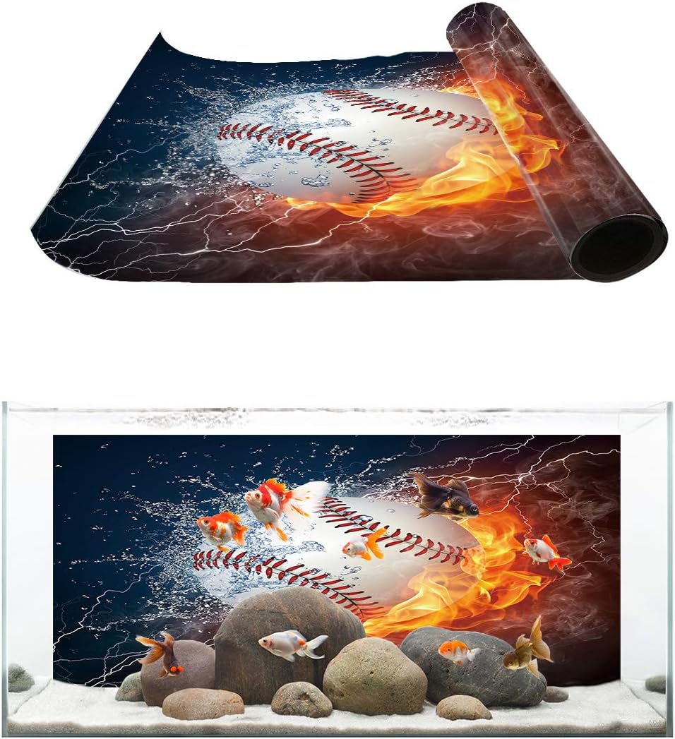 Amazon.com : Aquarium Background 3D Sports Ice and Fire Baseball Fish ...