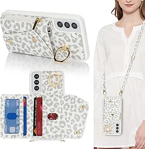 Amazon.com: Lipvina for Samsung Galaxy S21 FE Case with Card Holder and Strap - Zipper Pocket ...