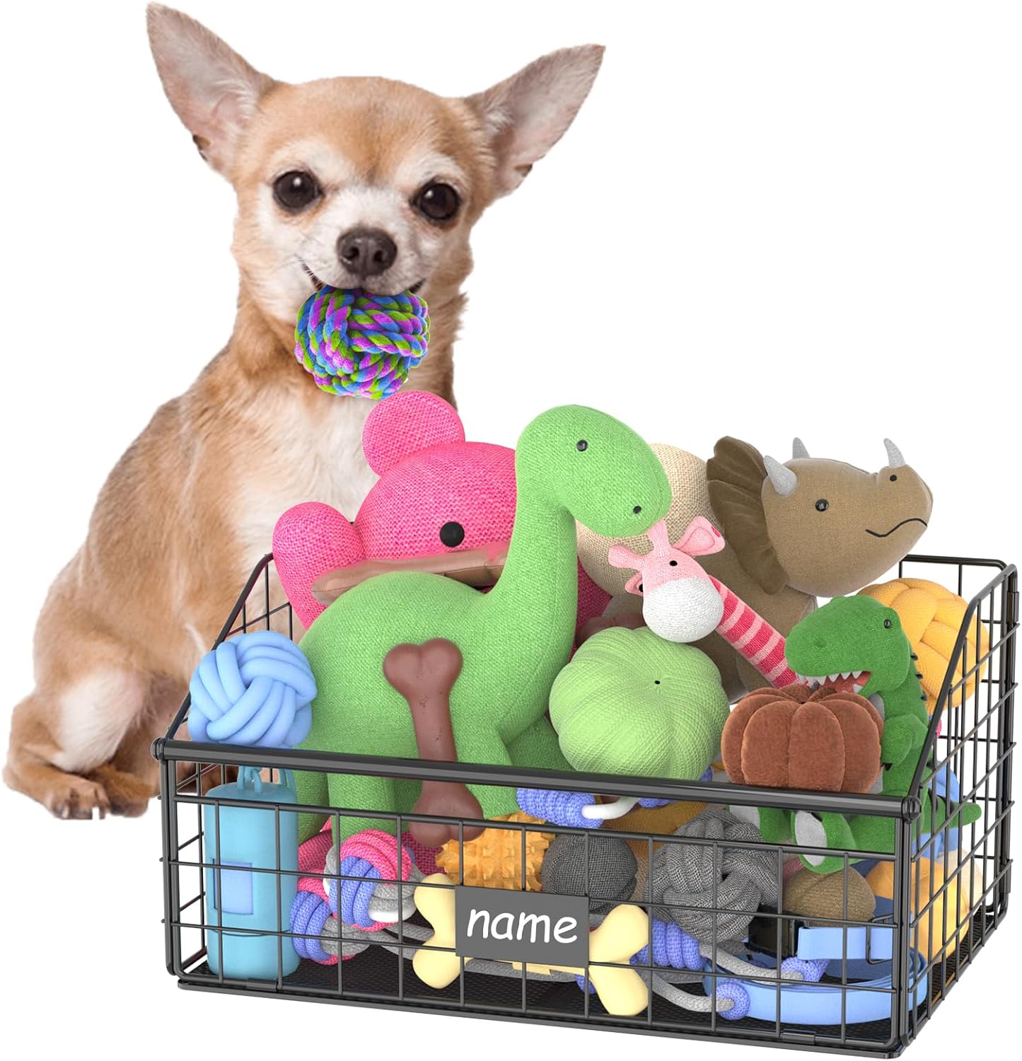 Amazon.com: Kaiferty Indestructible Dog Toy basket, Small Toy Box for ...
