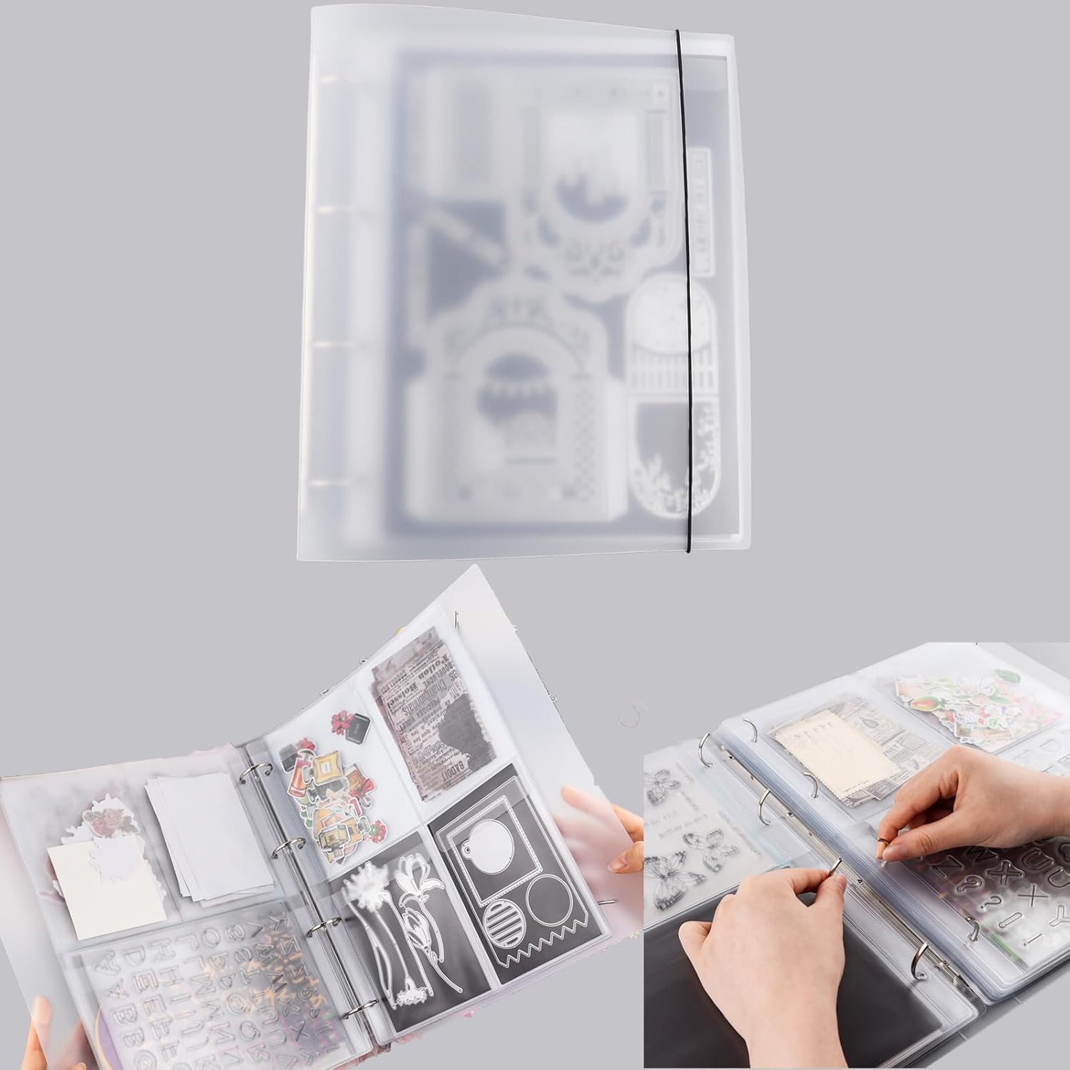 Amazon.com : 20 Pages A4 4-Rings Clear Stamps Storage Embossing Folder ...