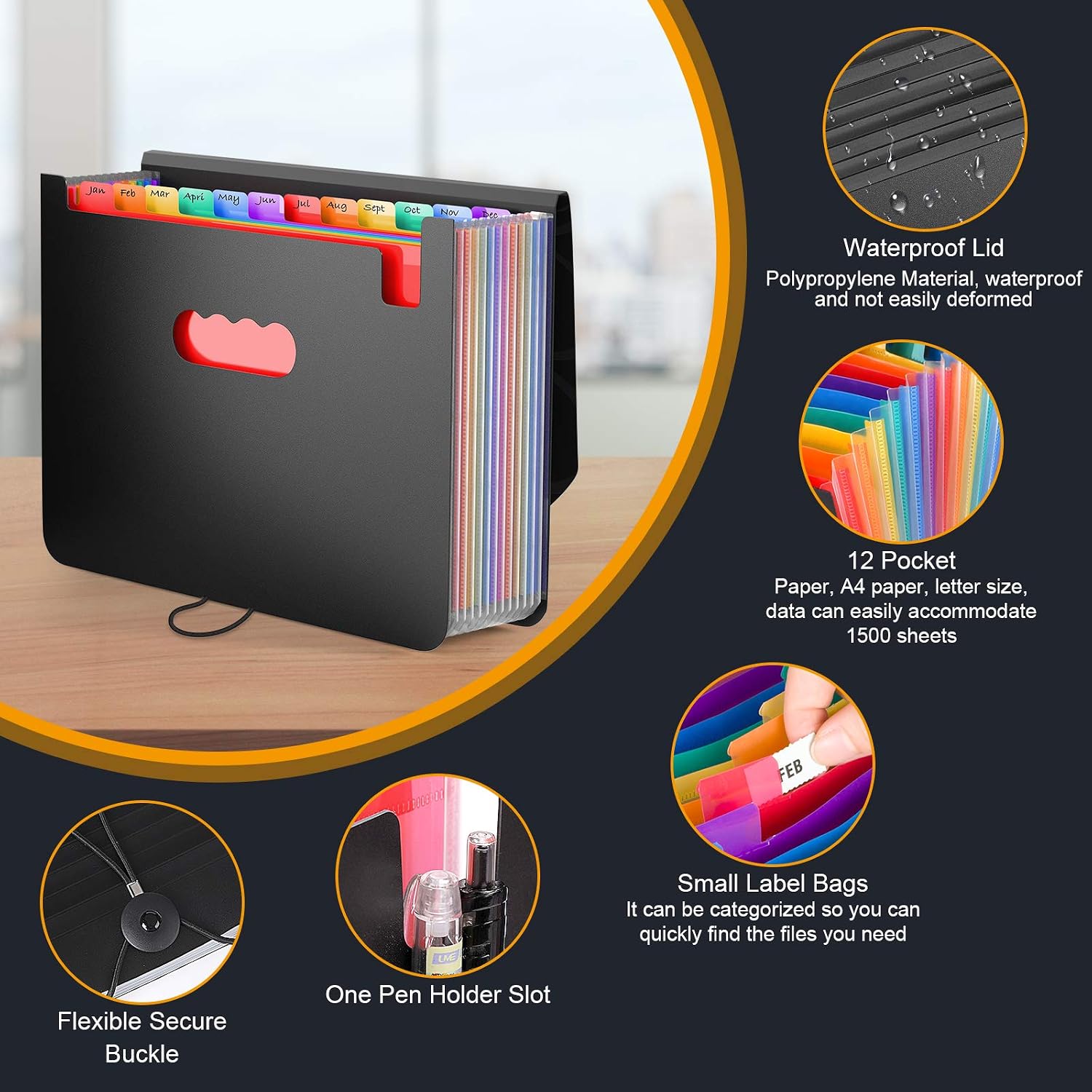 Expanding File Folder,Accordian File Organiser 12Pockets/Portable ...
