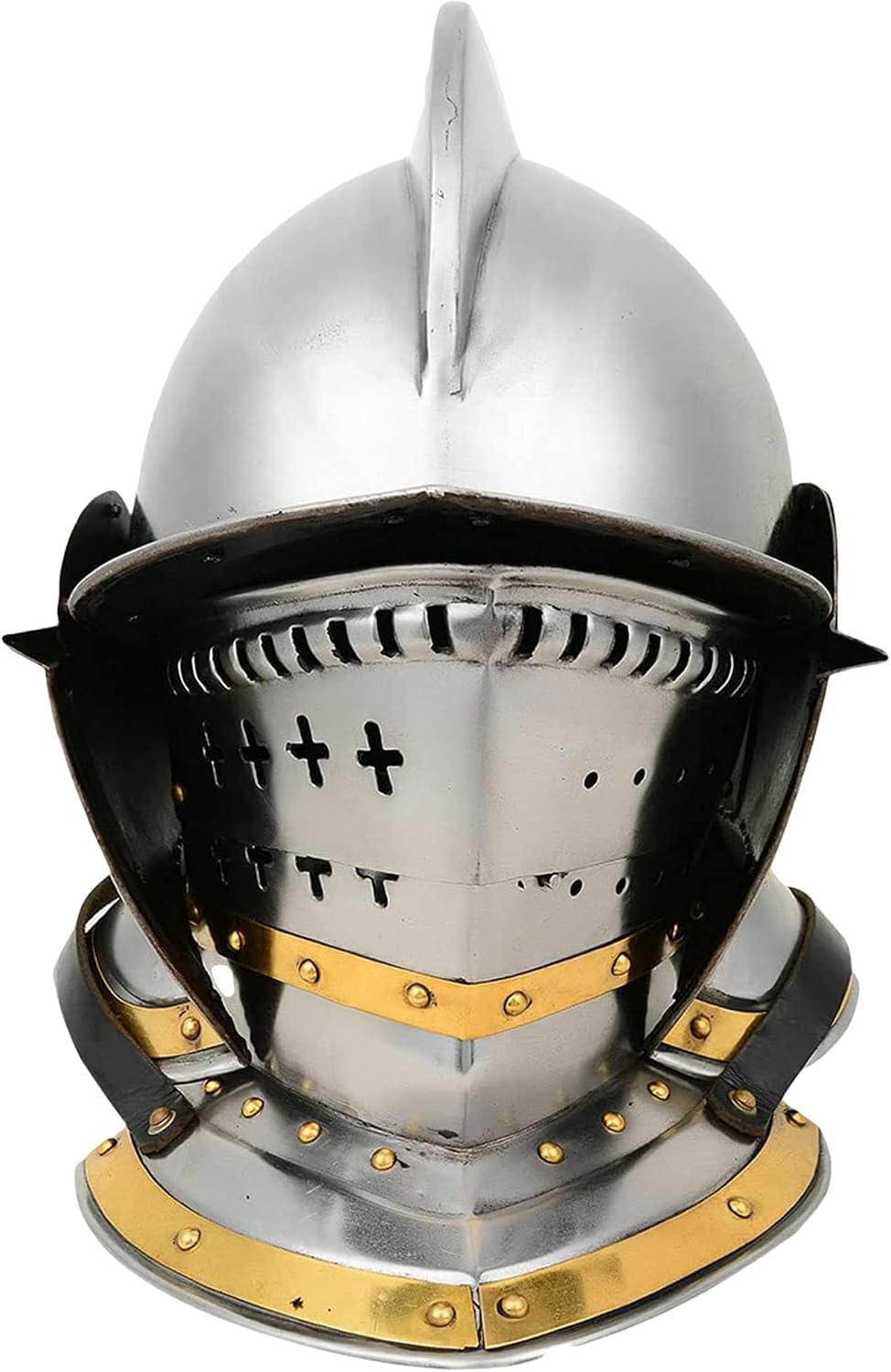 Amazon.com: Medieval Templar German Sellet Armor Helmet Silver 18 Gauge ...