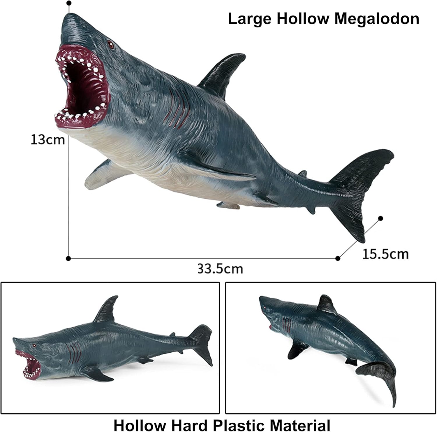 FLORMOON Megalodon Toy – 35cm Large Realistic Hand Painted Huge Shark ...