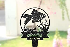 Amazon.com : Personalized Fish Memorial Plaque, Custom Fish Grave Stake ...