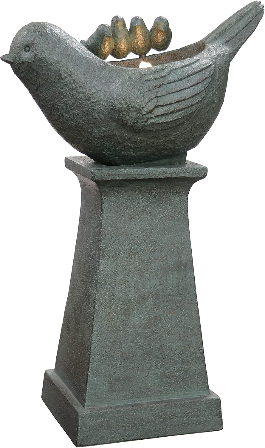 Amazon.com: Hi-Line Gift Ltd. Lighted Bird Bath Fountain Outdoor with ...