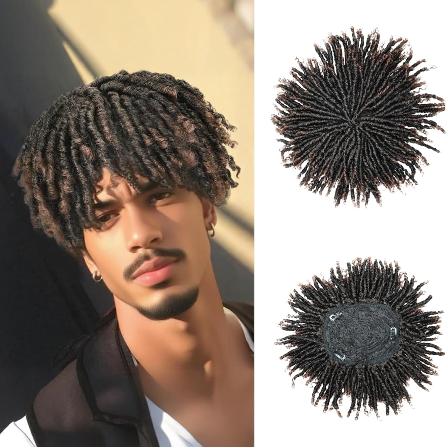 Amazon.com : BECUS Dreadlock Toupee for Men Short Braided Toppers for ...