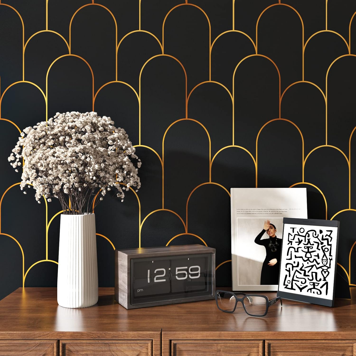 Skyblur 17.5"x315" Luxury Wallpaper Peel and Stick Modern Contact Paper ...